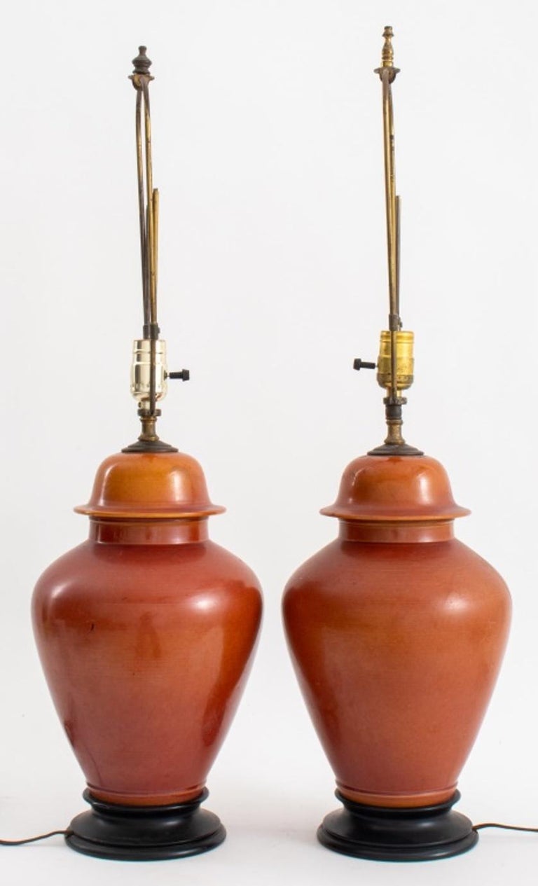 Chinese Porcelain Baluster Vase With Lid Lamp, Pair For Sale at 1stDibs