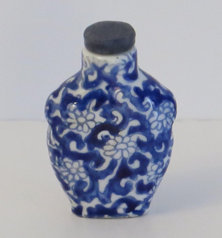 Chinese Porcelain Snuff Bottle Blue and White Hand Painted, Circa 1940 ...