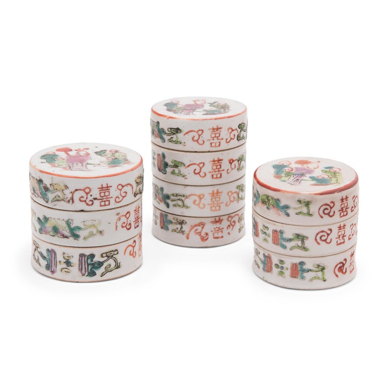 Chinese Porcelain Stacking Box with Scholarly Gathering, c. 1900 For ...