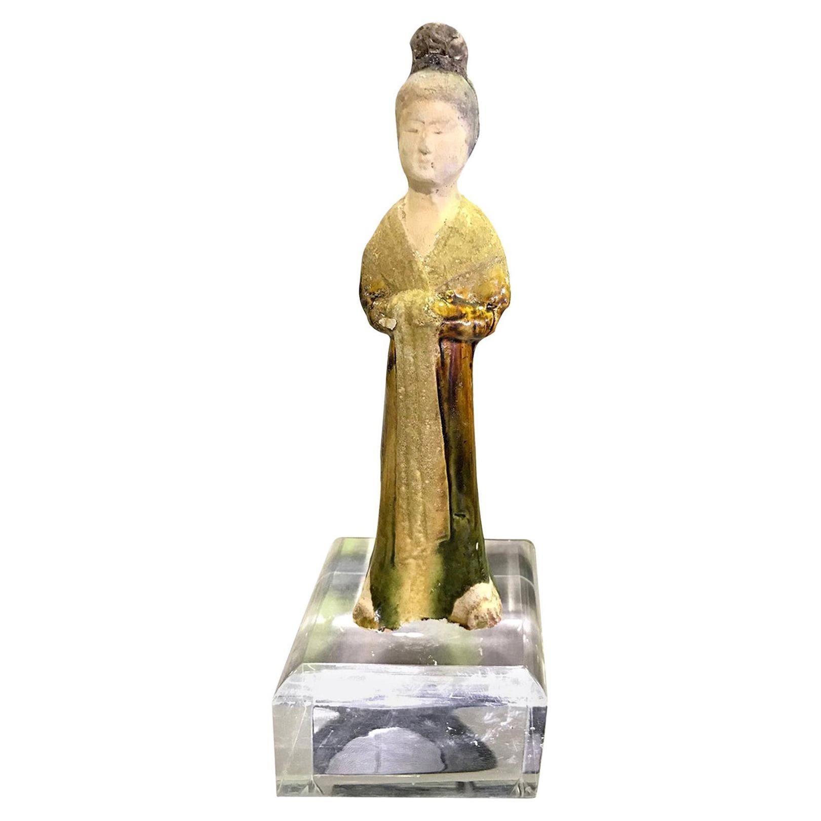 Chinese Pottery Ceramic Glazed Mud Figure of Court Lady Tang Dynasty ...