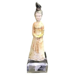 Statue of a Chinese Court Lady Wearing Brown Patterned Kimono and ...