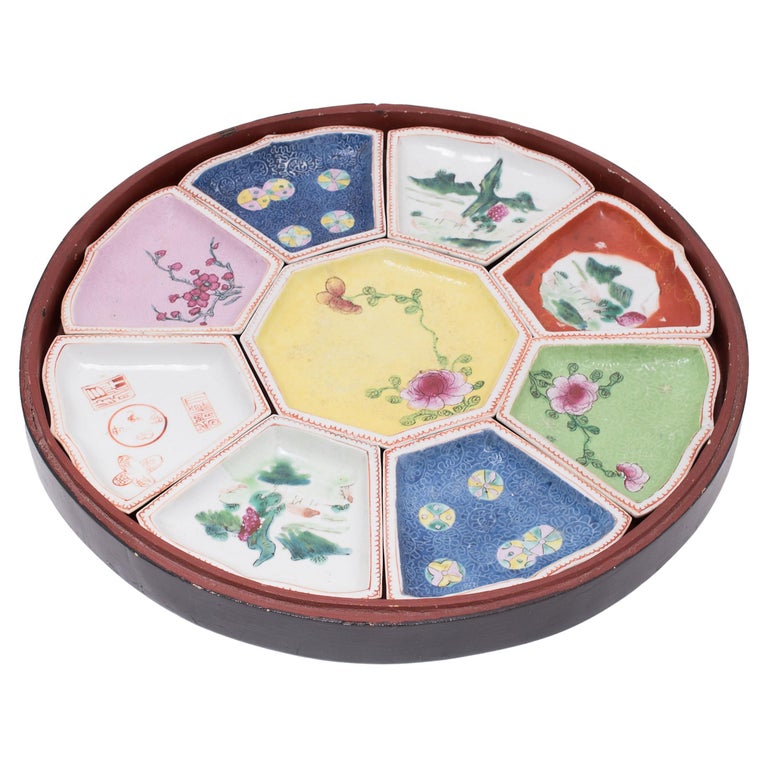 Chinese Presentation Box with Porcelain Trays, c. 1920 at 1stDibs