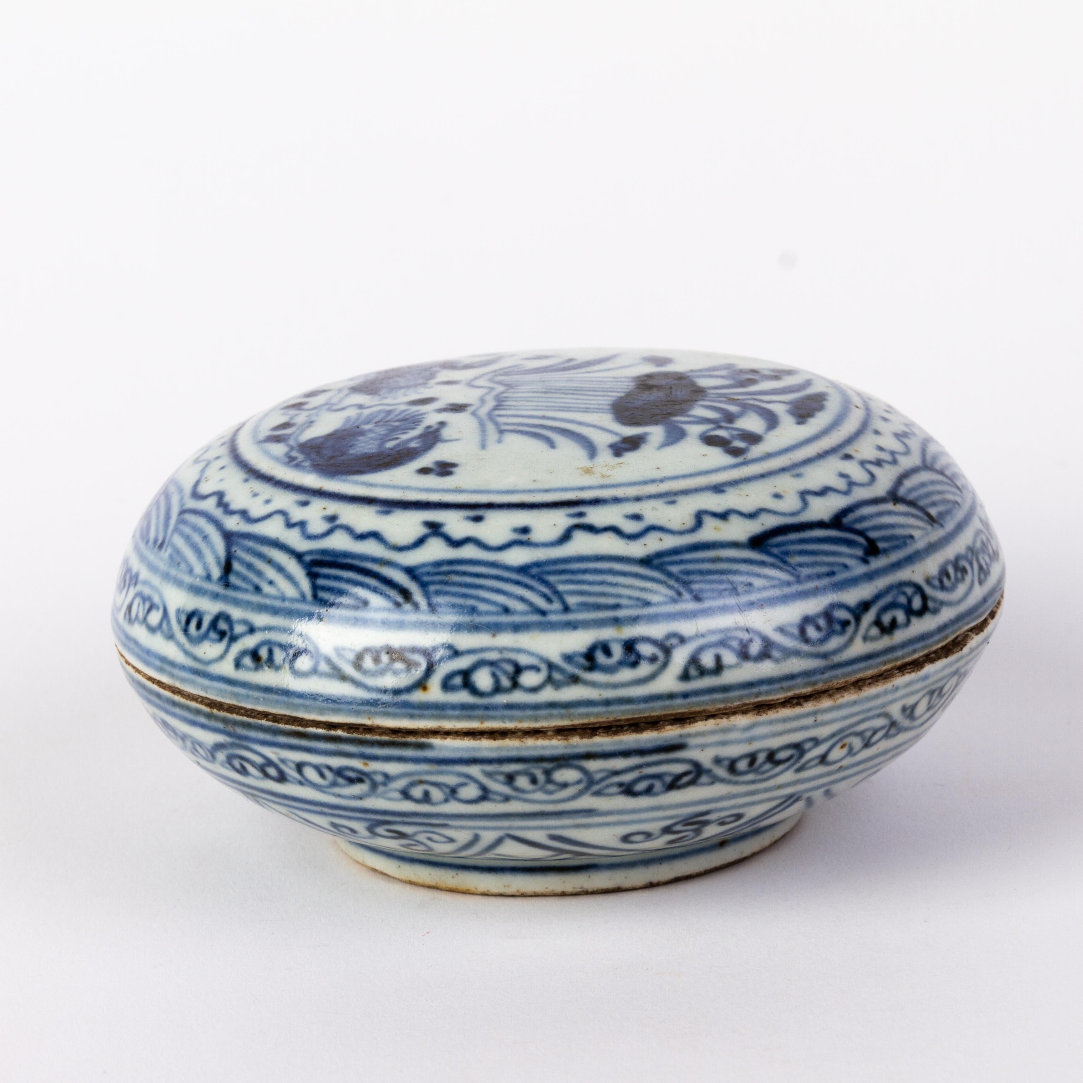 Chinese Qianlong Blue and White Porcelain Paste Box 18th Century For ...