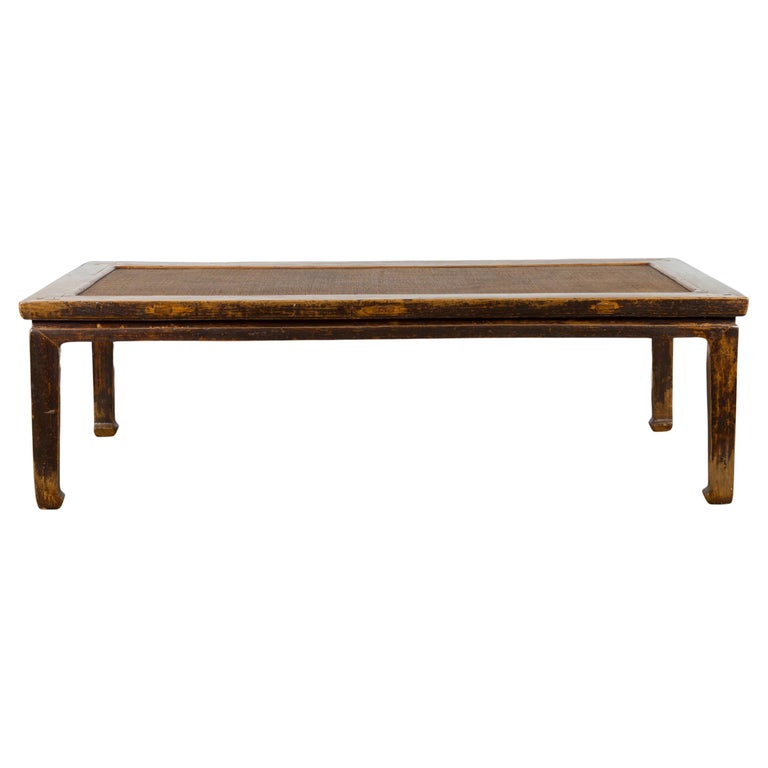 Chinese Qing Dynasty 19th Century Distressed Coffee Table with Woven ...