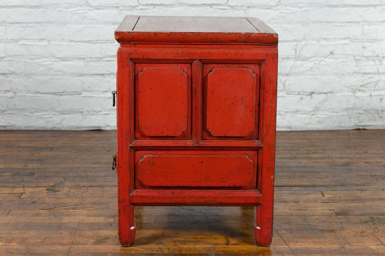 Chinese Qing Dynasty 19th Century Red Lacquer Side Chest with Five ...