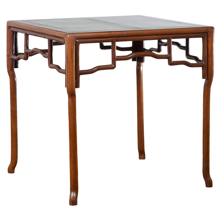 Chinese Qing Dynasty 19th Century Square Top Game Table with Openwork ...