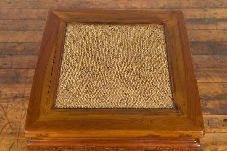 Chinese Qing Dynasty 19th Century Stool with Woven Rattan Top and ...