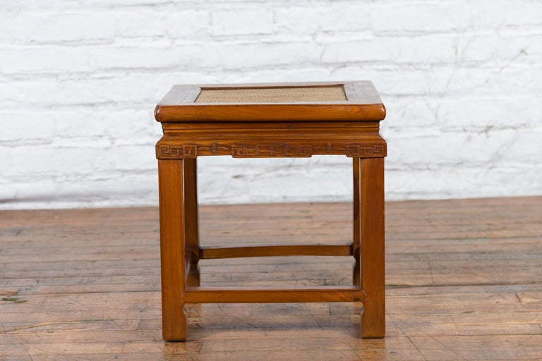 Chinese Qing Dynasty 19th Century Stool with Woven Rattan Top and ...
