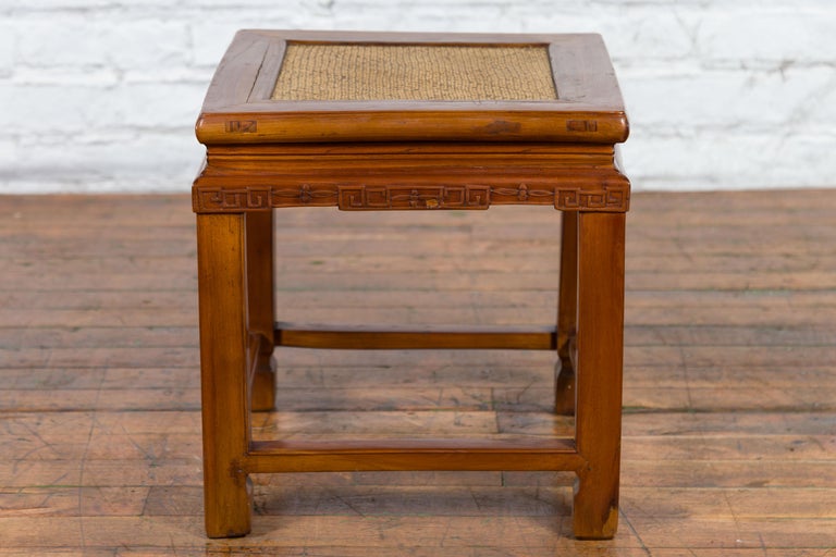 Chinese Qing Dynasty 19th Century Stool with Woven Rattan Top and ...