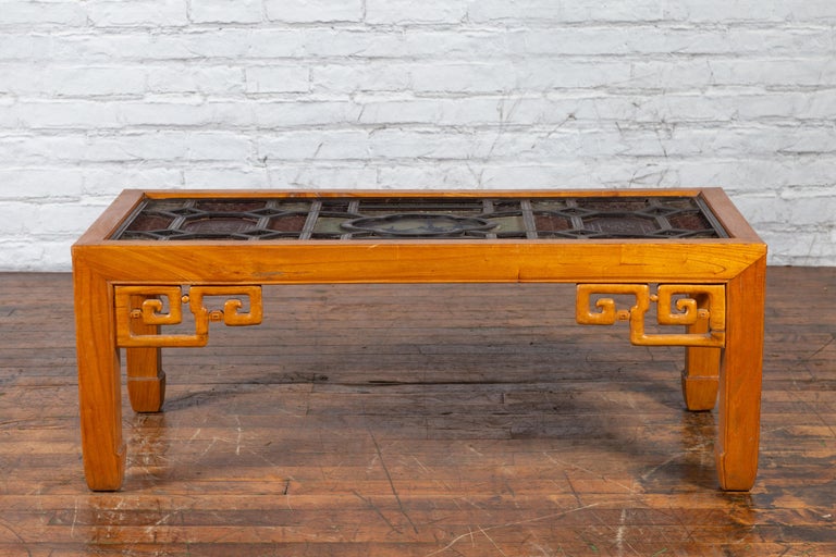 Chinese Qing Dynasty 19th Century Wooden Coffee Table with Stained ...