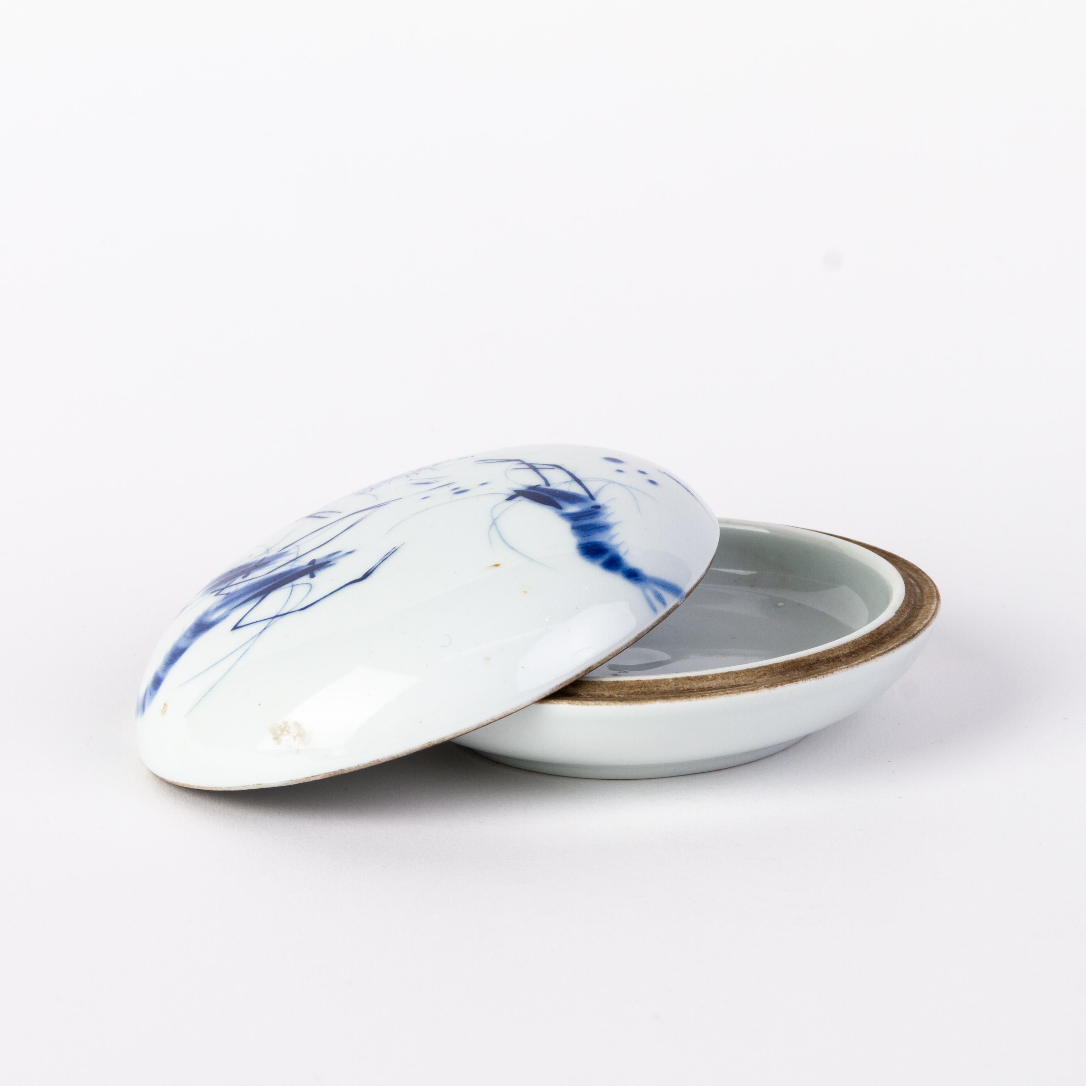 Chinese Qing Dynasty Blue and White Porcelain Lidded Paste Box 19th ...