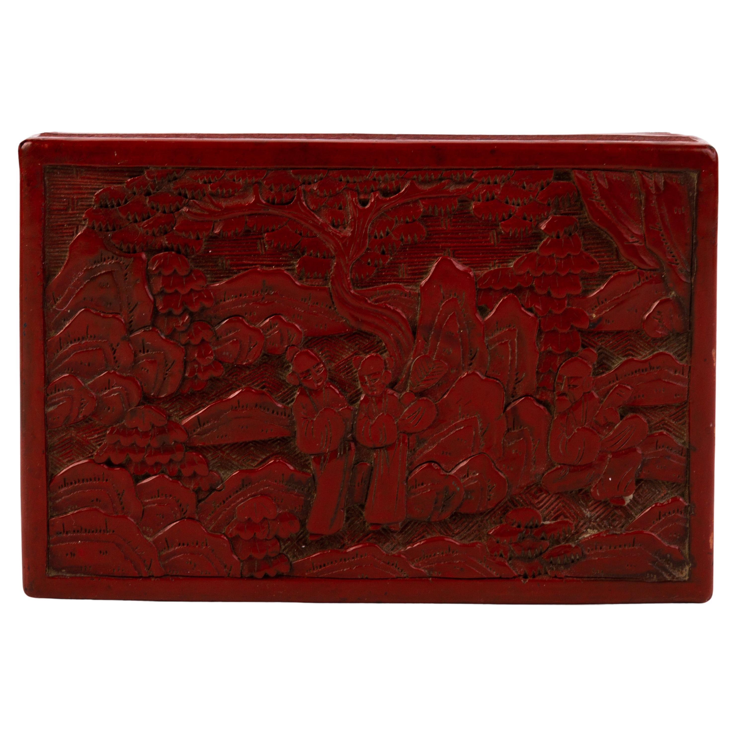 Chinese Qing Dynasty Carved Cinnabar Lacquer Box and Cover For Sale at ...