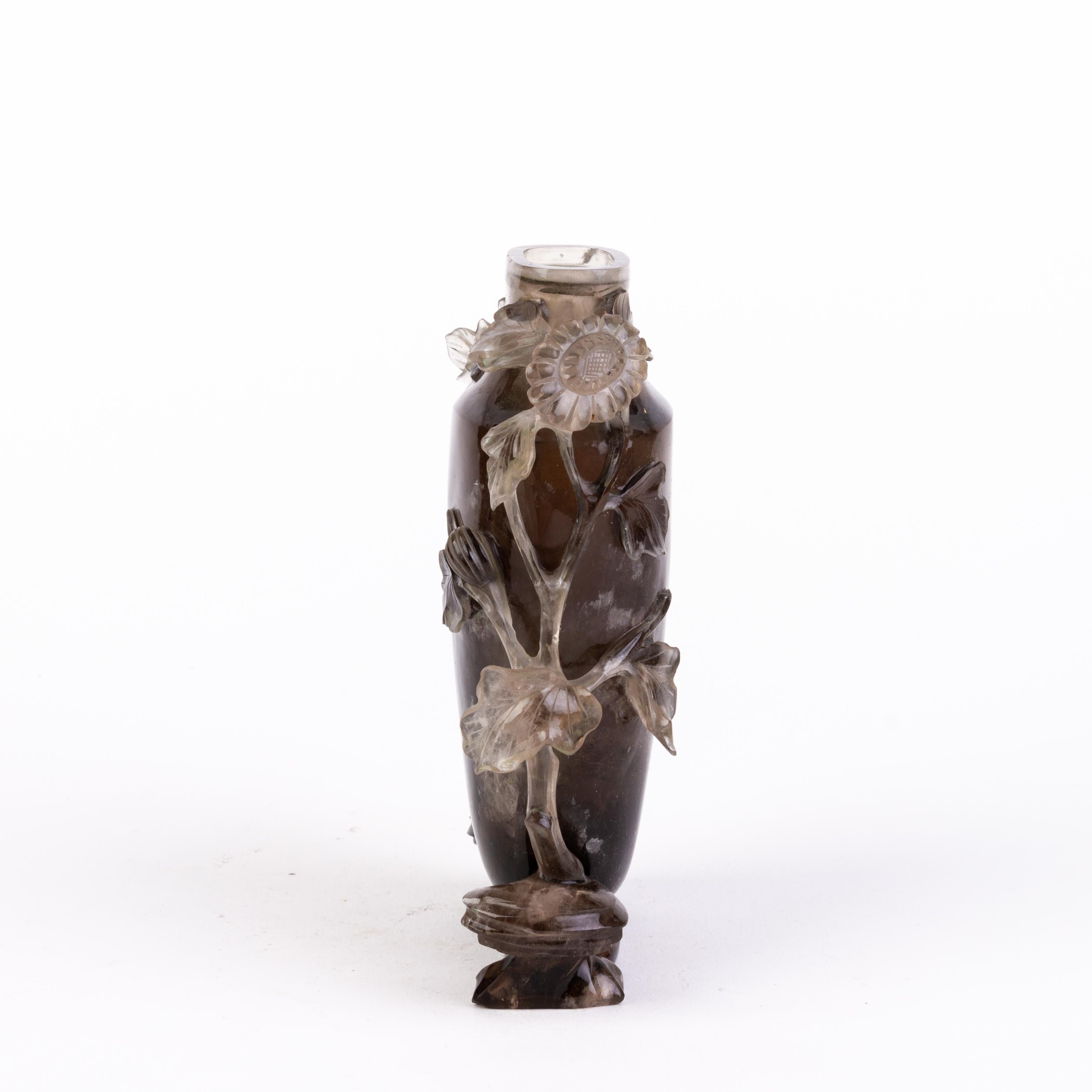Chinese Qing Dynasty Carved Smoky Quartz Vase 19th Century For Sale at ...