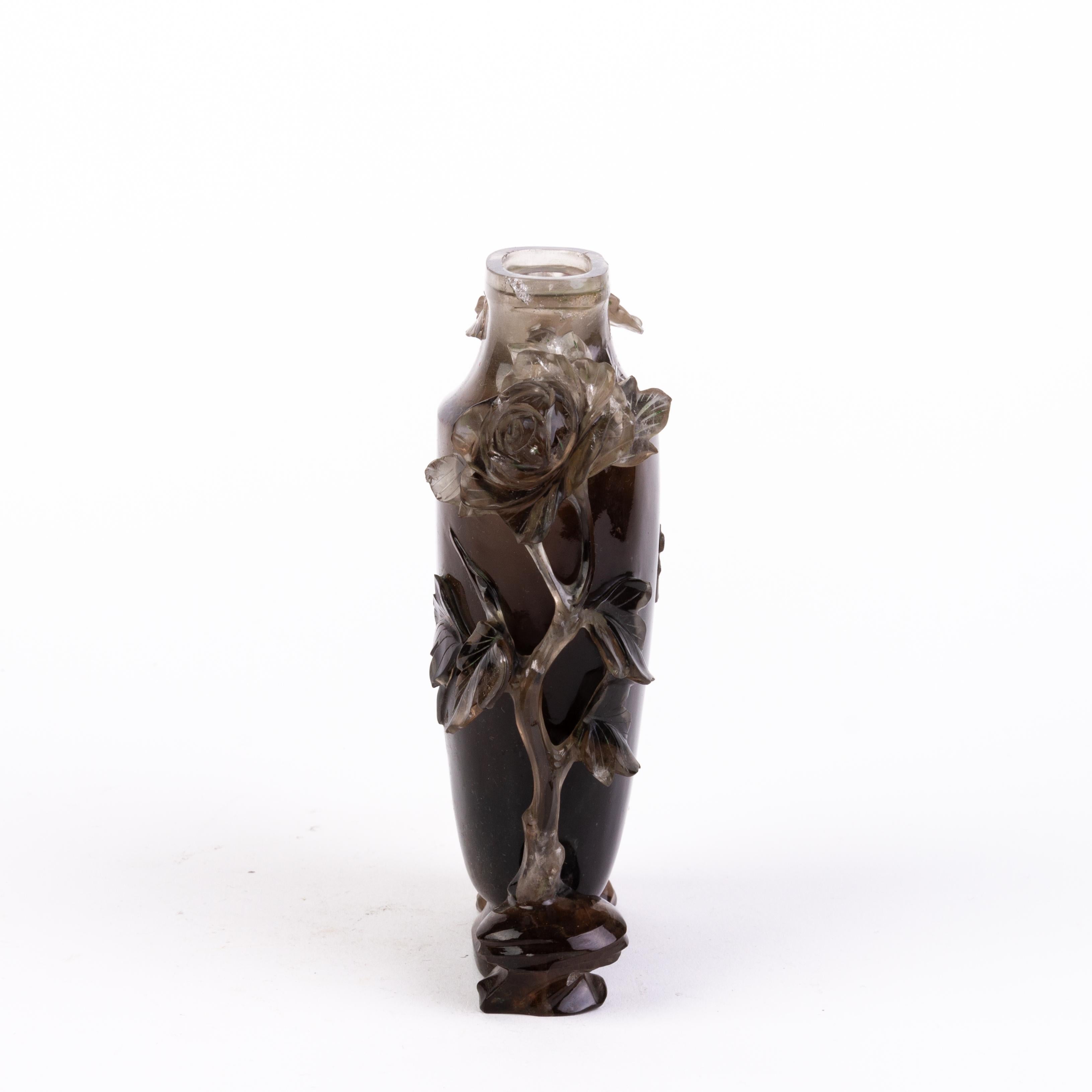 Chinese Qing Dynasty Carved Smoky Quartz Vase 19th Century For Sale at ...
