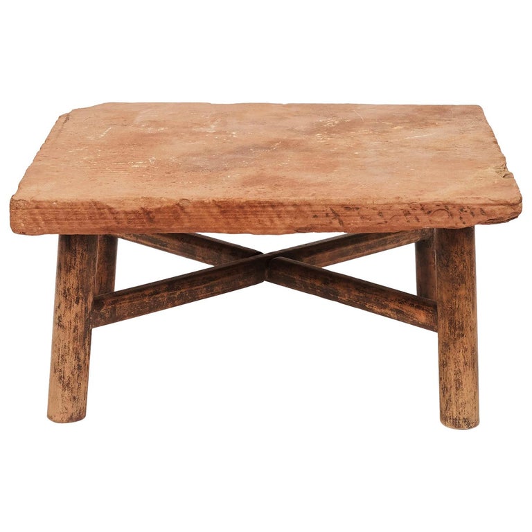 Chinese Qing Dynasty Coffee Table with Stone Table Top and Basswood ...