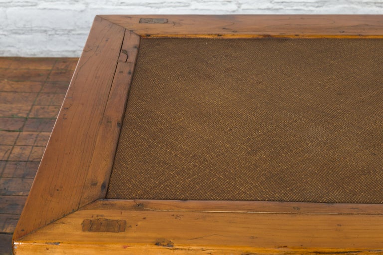 Chinese Qing Dynasty Elm Lohan Bed Coffee Table with Hand-Woven Rattan ...