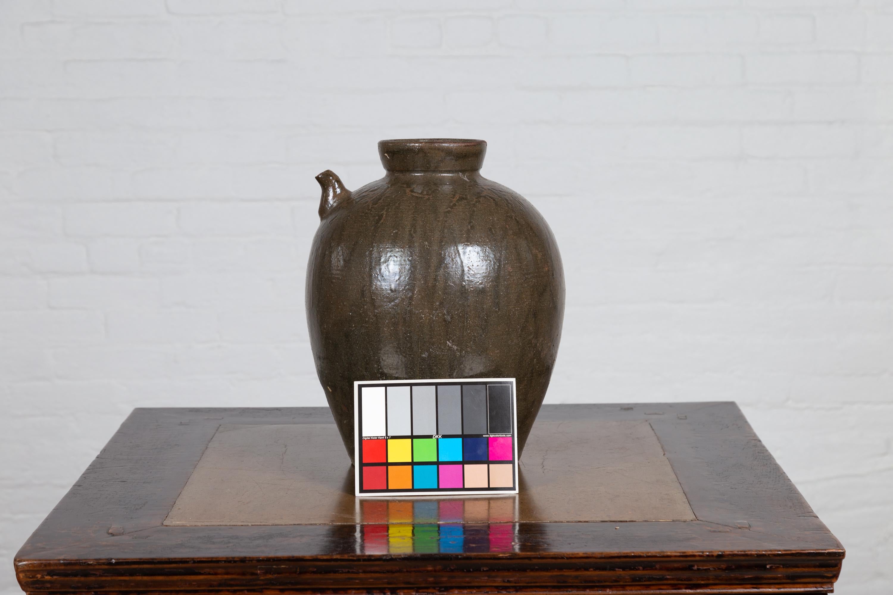 Chinese Qing Dynasty Glazed Water Jug with Petite Spout from the 19th ...