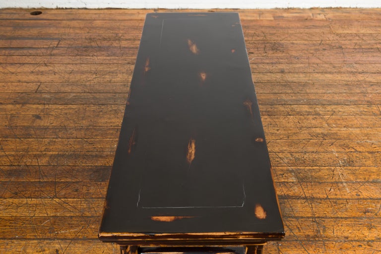 Chinese Qing Dynasty Low Table or Bench with Custom Dark Brown Lacquer ...