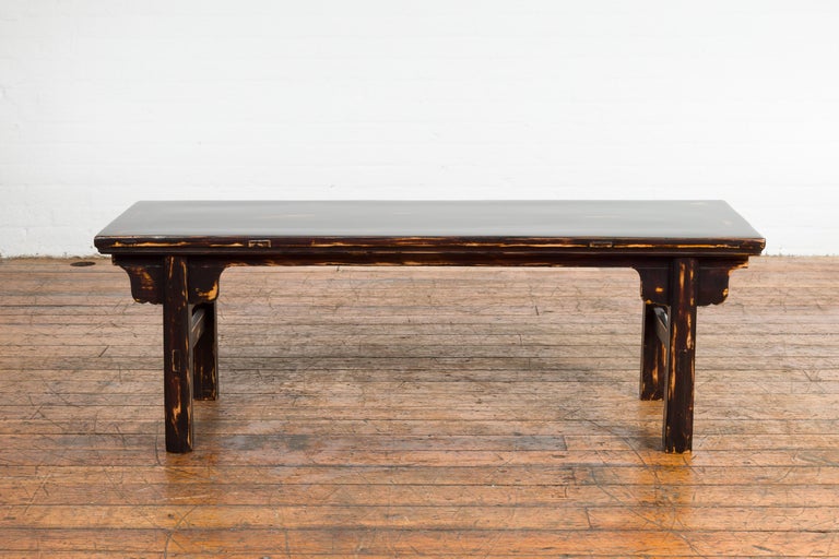 Chinese Qing Dynasty Low Table or Bench with Custom Dark Brown Lacquer ...