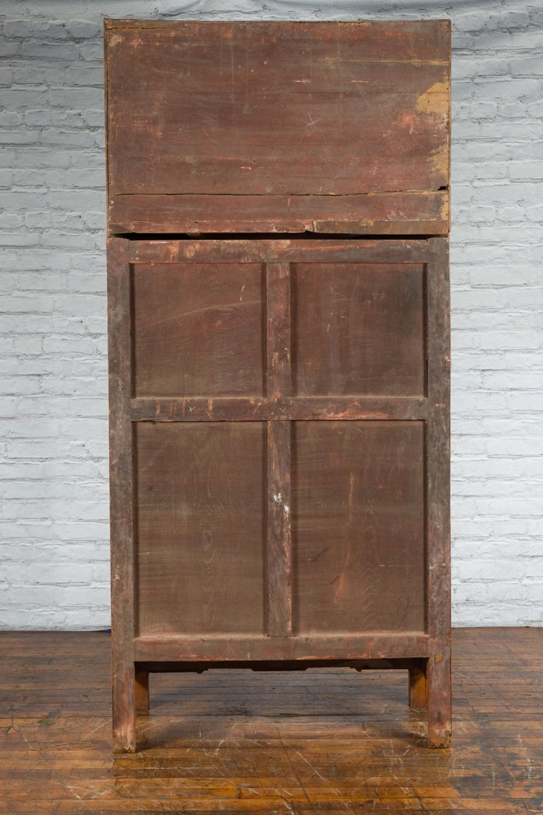 Chinese Qing Dynasty Period Wooden Compound Cabinet with Doors and ...