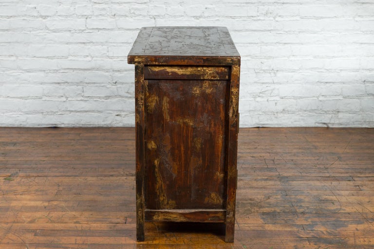 Chinese Qing Dynasty Reddish Brown Lacquer Side Cabinet with Doors and ...