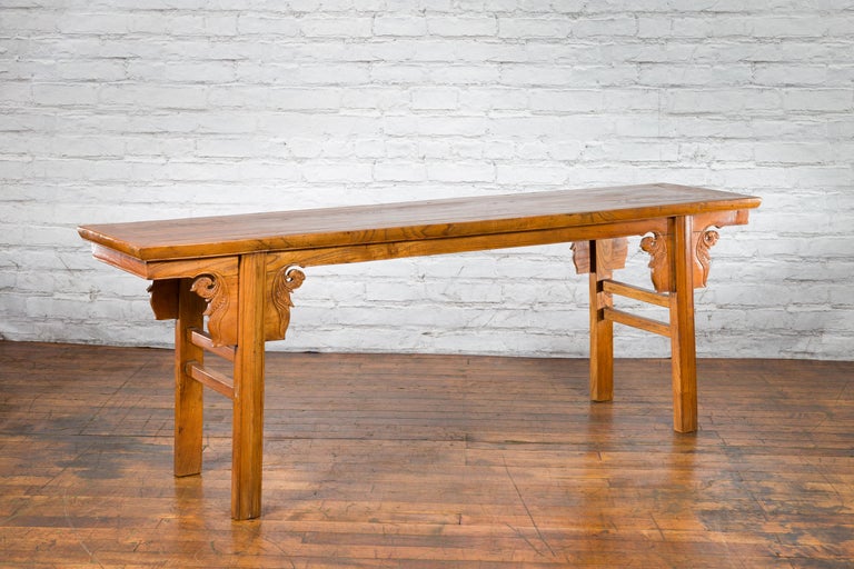 Chinese Qing Dynasty Shandong Altar Console Table with Carved Scrolling ...