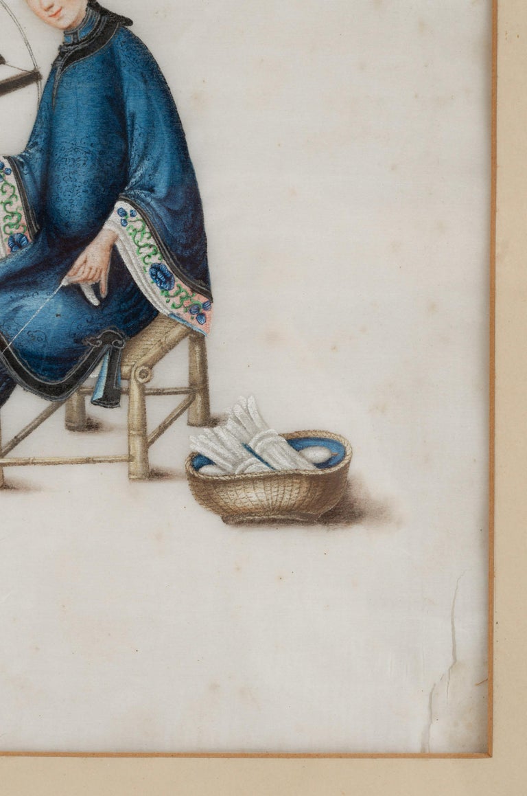 Chinese Qing Dynasty Watercolour and Gouache on Pith Paper, Canton, C ...
