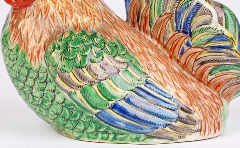 Chinese Qing Porcelain Hand Painted Figure of a Cockerel For Sale at 1stDibs