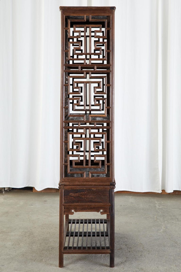 Chinese Qing Style Open Fretwork Kitchen Cabinet For Sale at 1stDibs