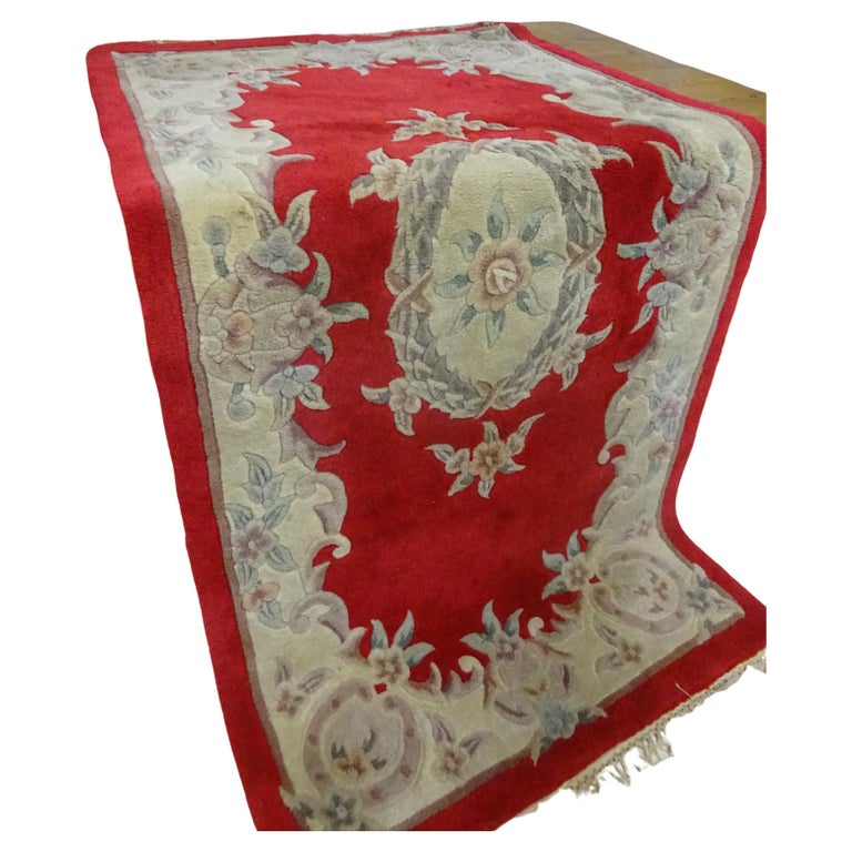 Chinese Rectangular Wool Rug For Sale at 1stDibs