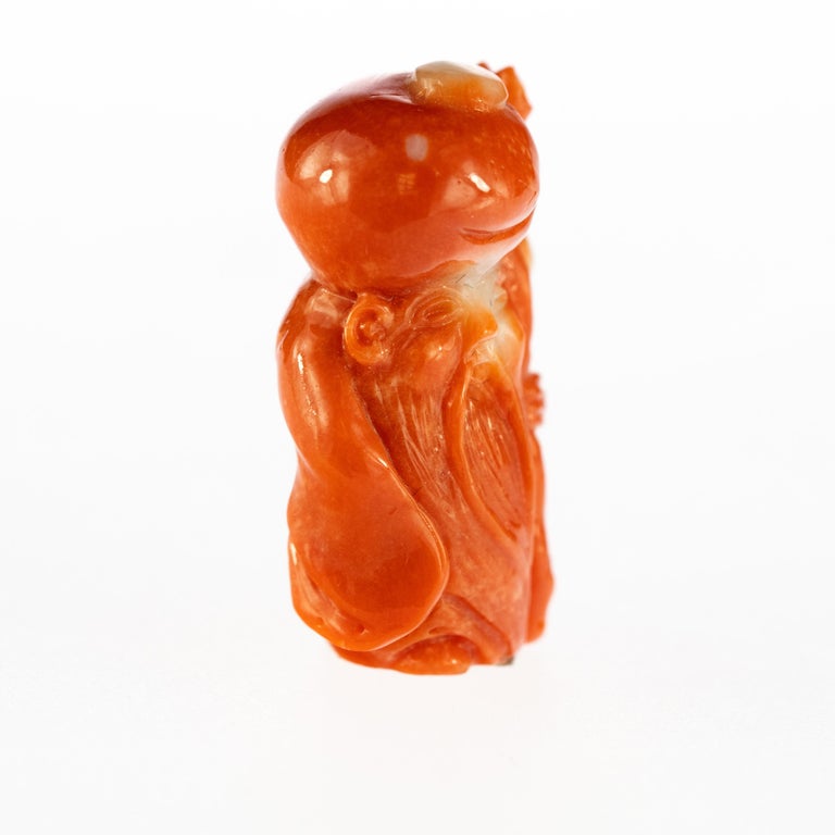 Chinese Red Coral Monk Hand Carved Asian Art Taiwan Statue Sculpture ...