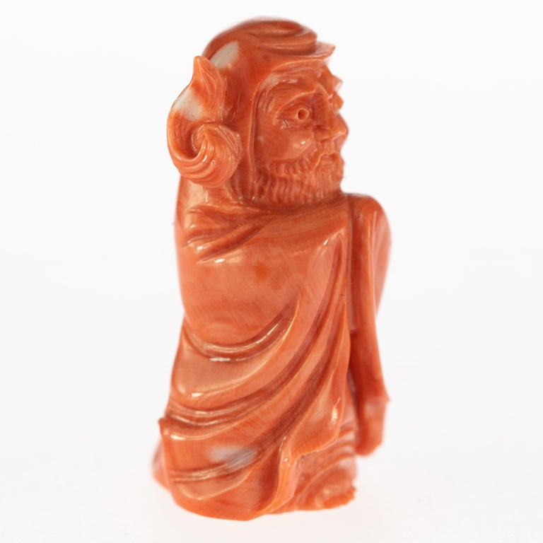 Chinese Red Coral Monk Hand Carved Asian Art Taiwan Statue Sculpture ...