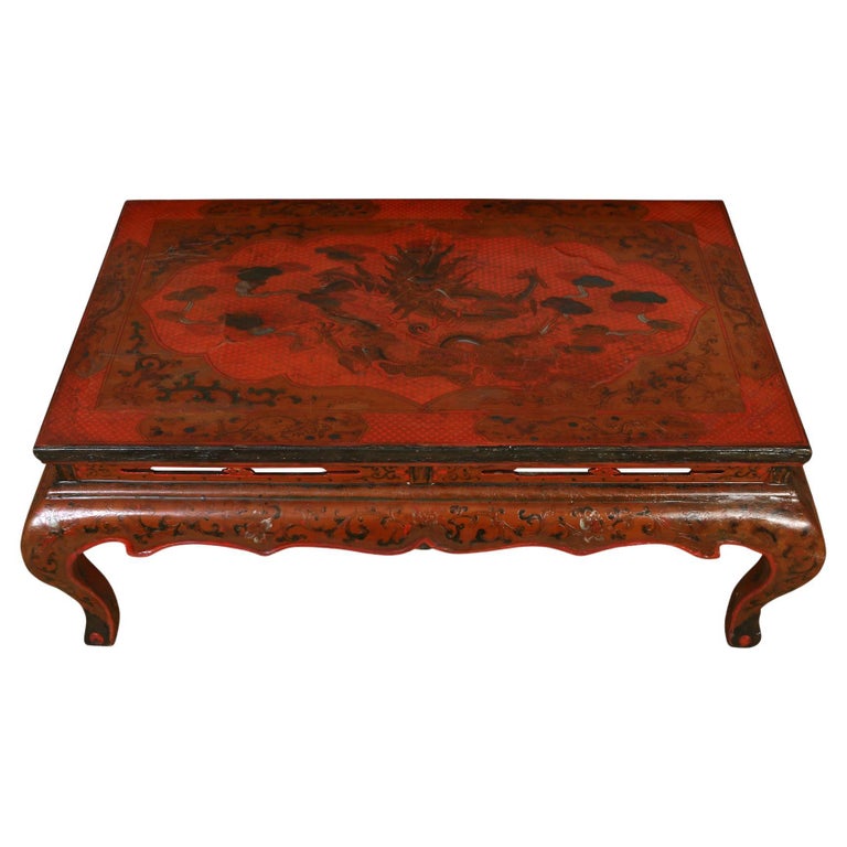 Chinese Red Dragon Motif Coromandel Lacquer Coffee Table For Sale at ...