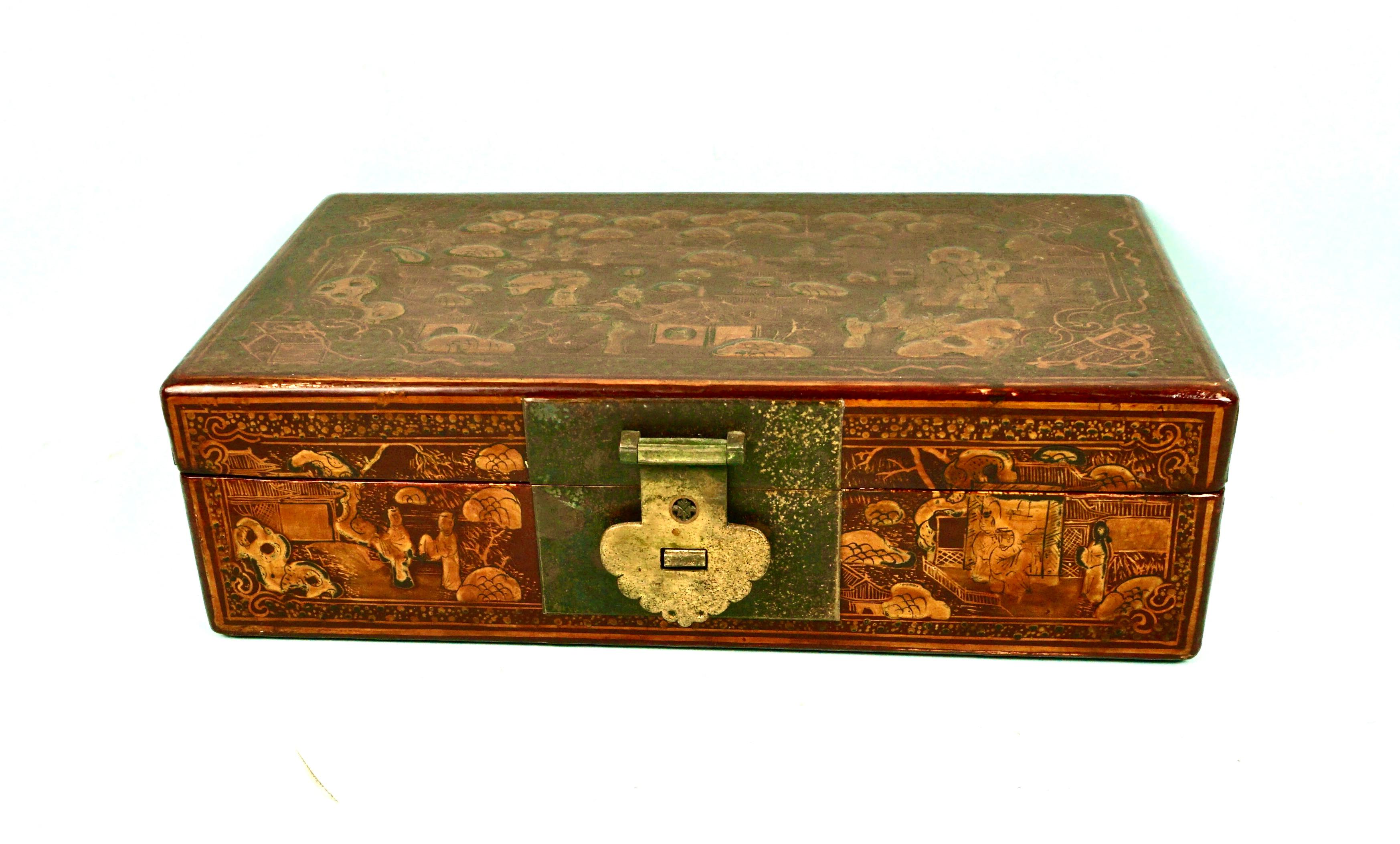 Chinese Red Lacquer Box For Sale at 1stDibs
