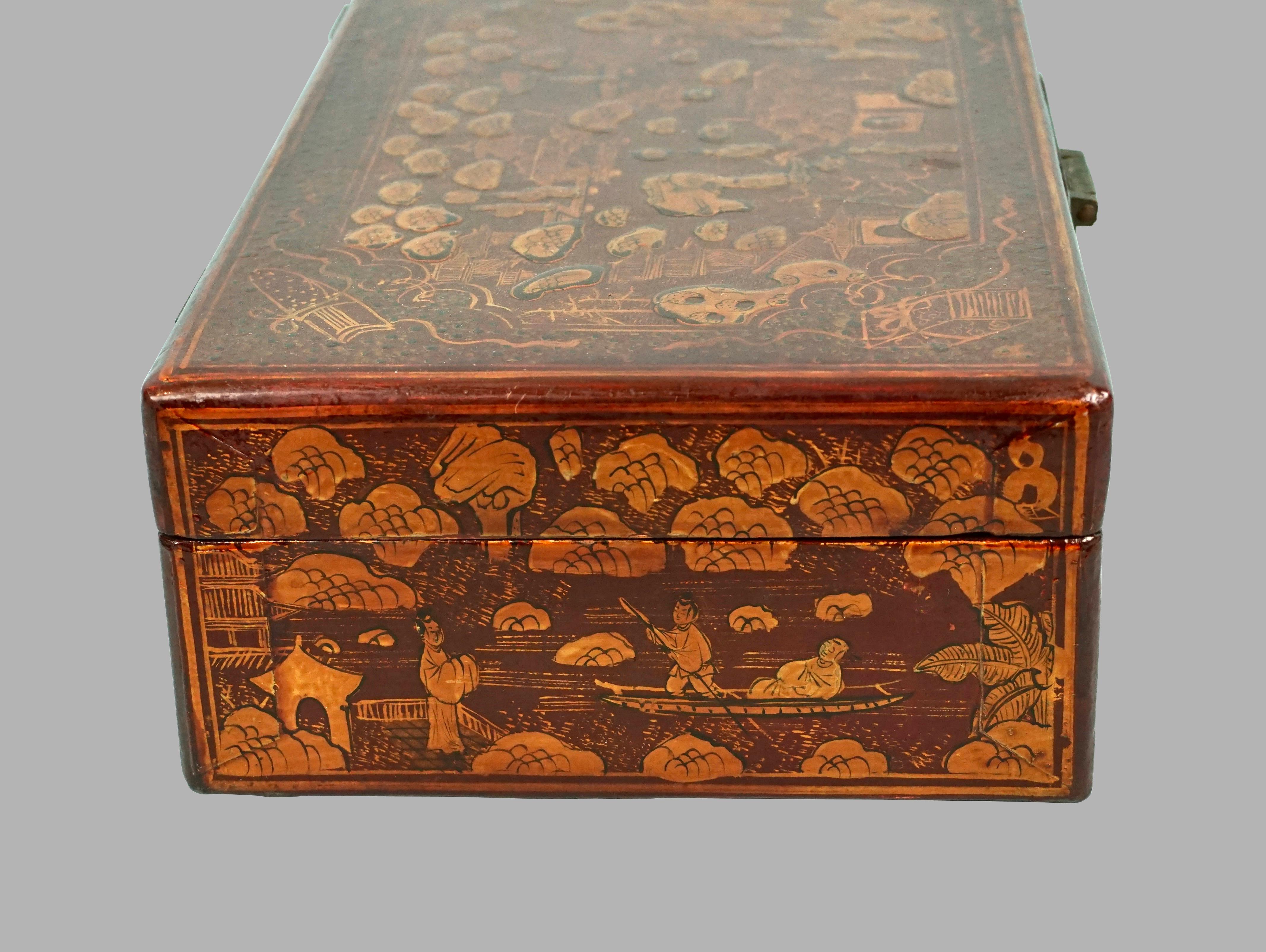 Chinese Red Lacquer Box For Sale at 1stDibs