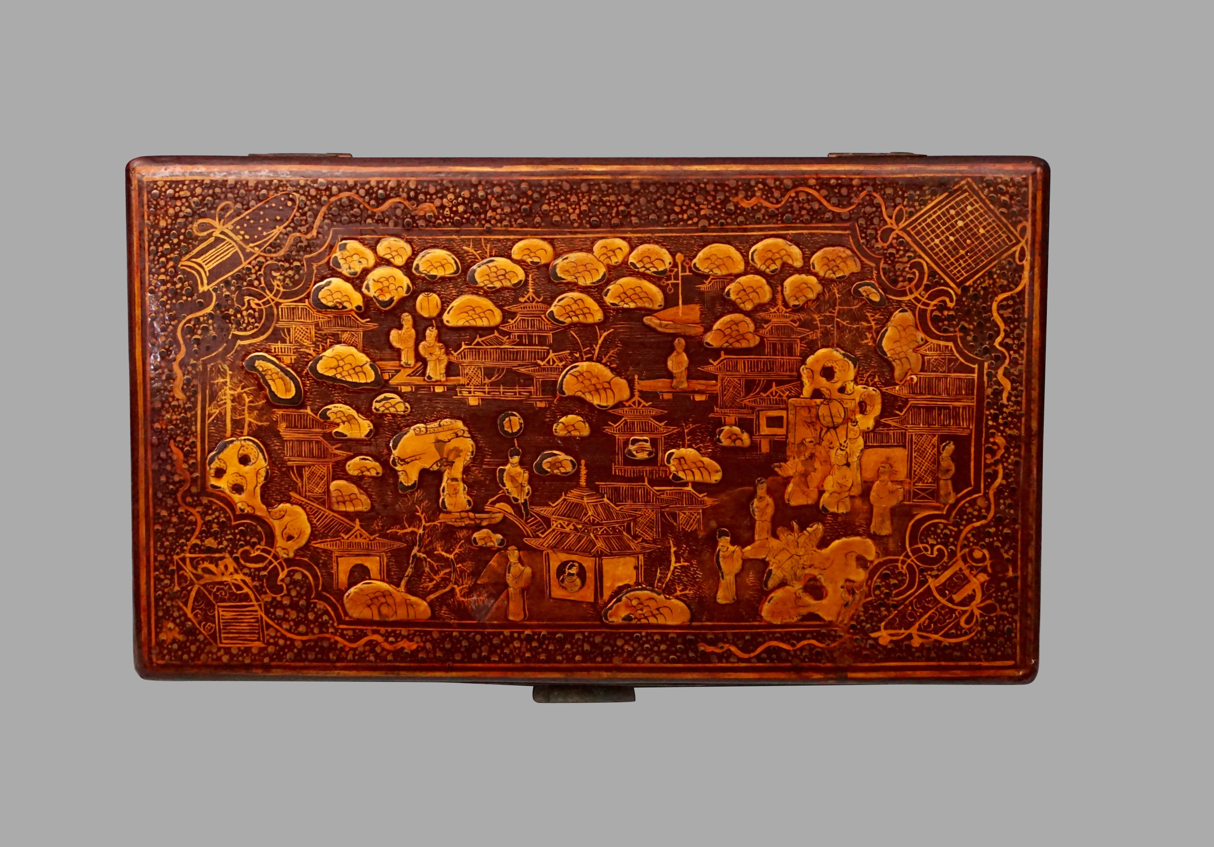 Chinese Red Lacquer Box For Sale at 1stDibs
