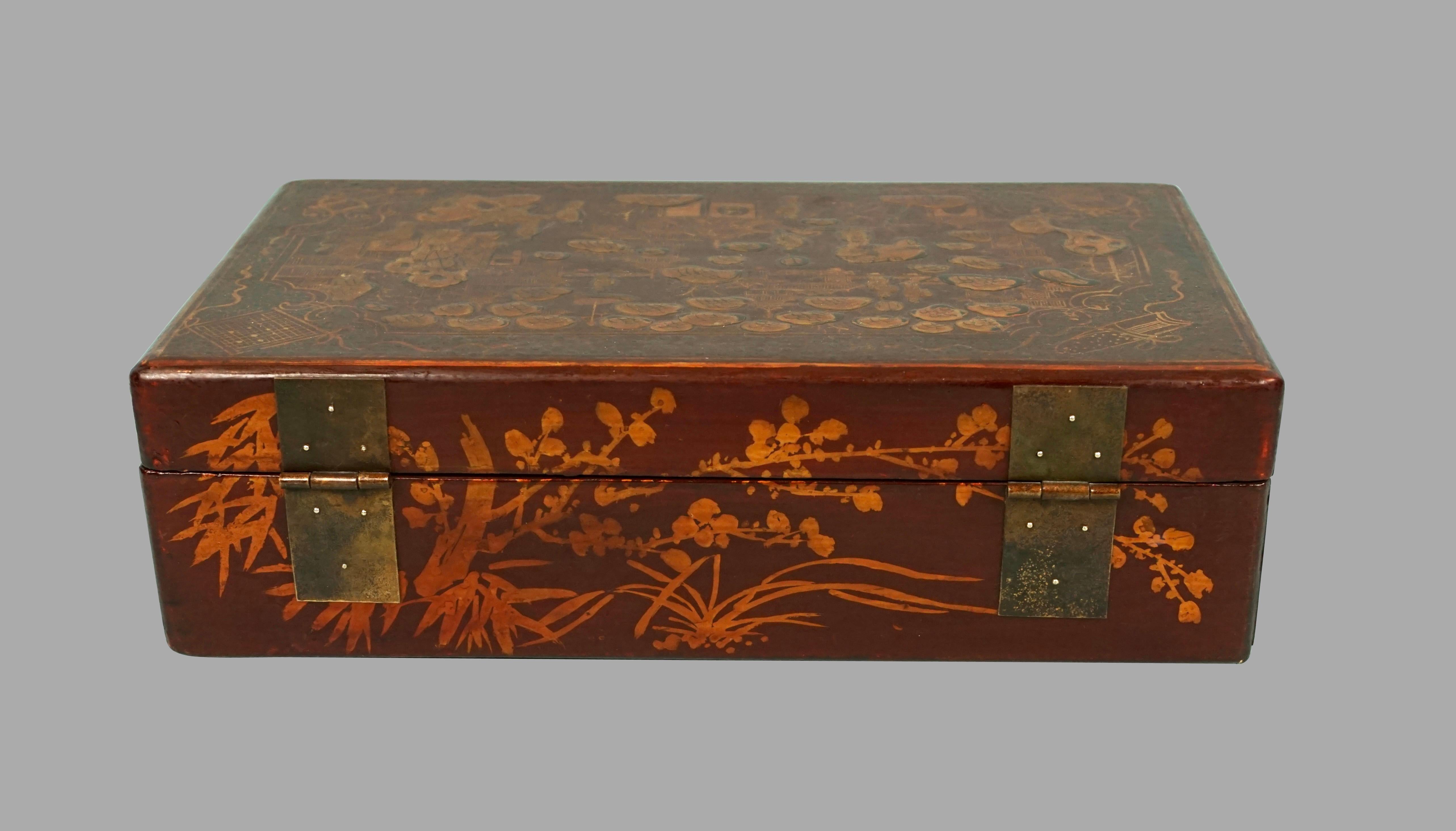 Chinese Red Lacquer Box For Sale at 1stDibs