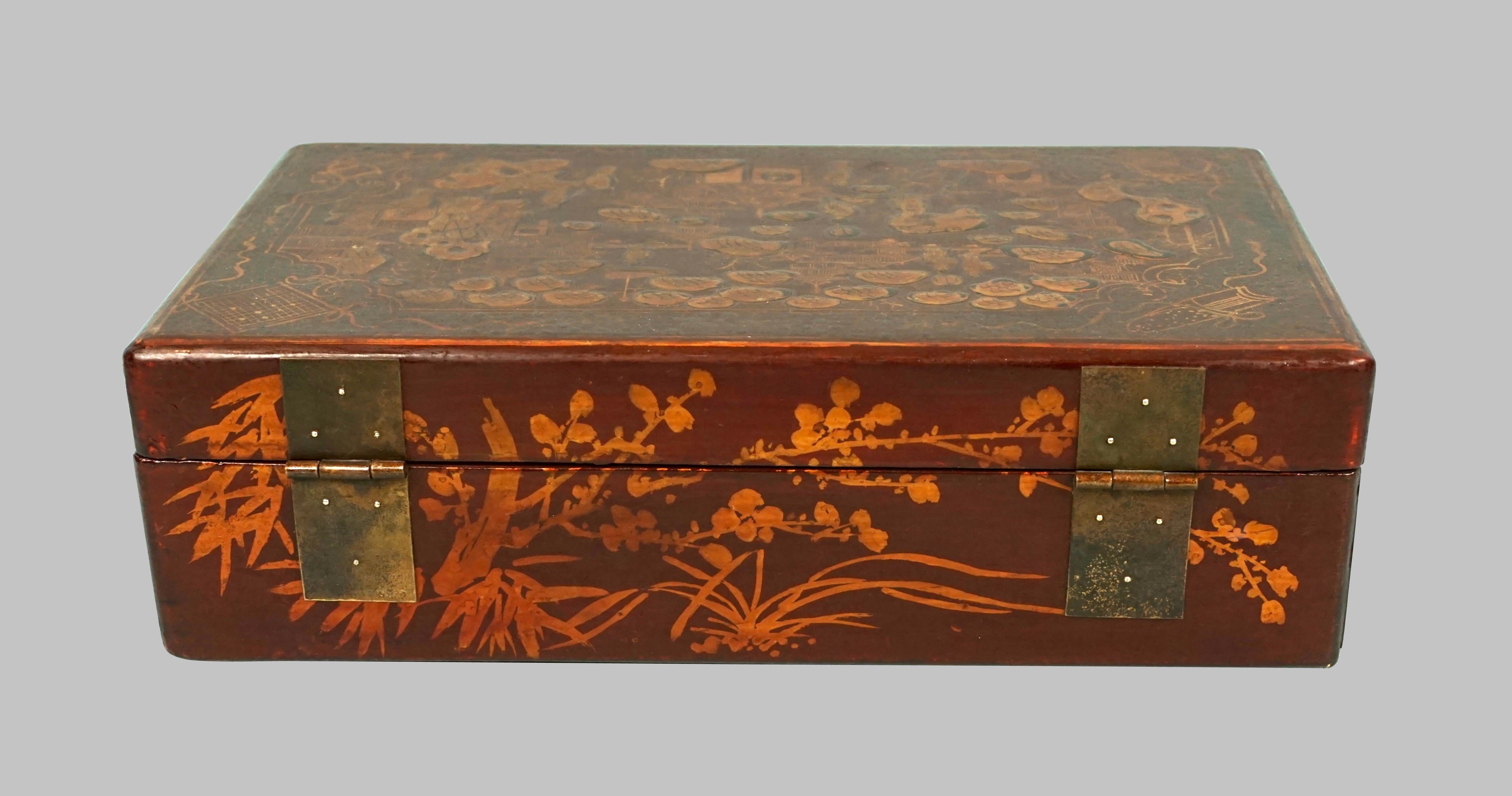 Chinese Red Lacquer Box For Sale at 1stDibs