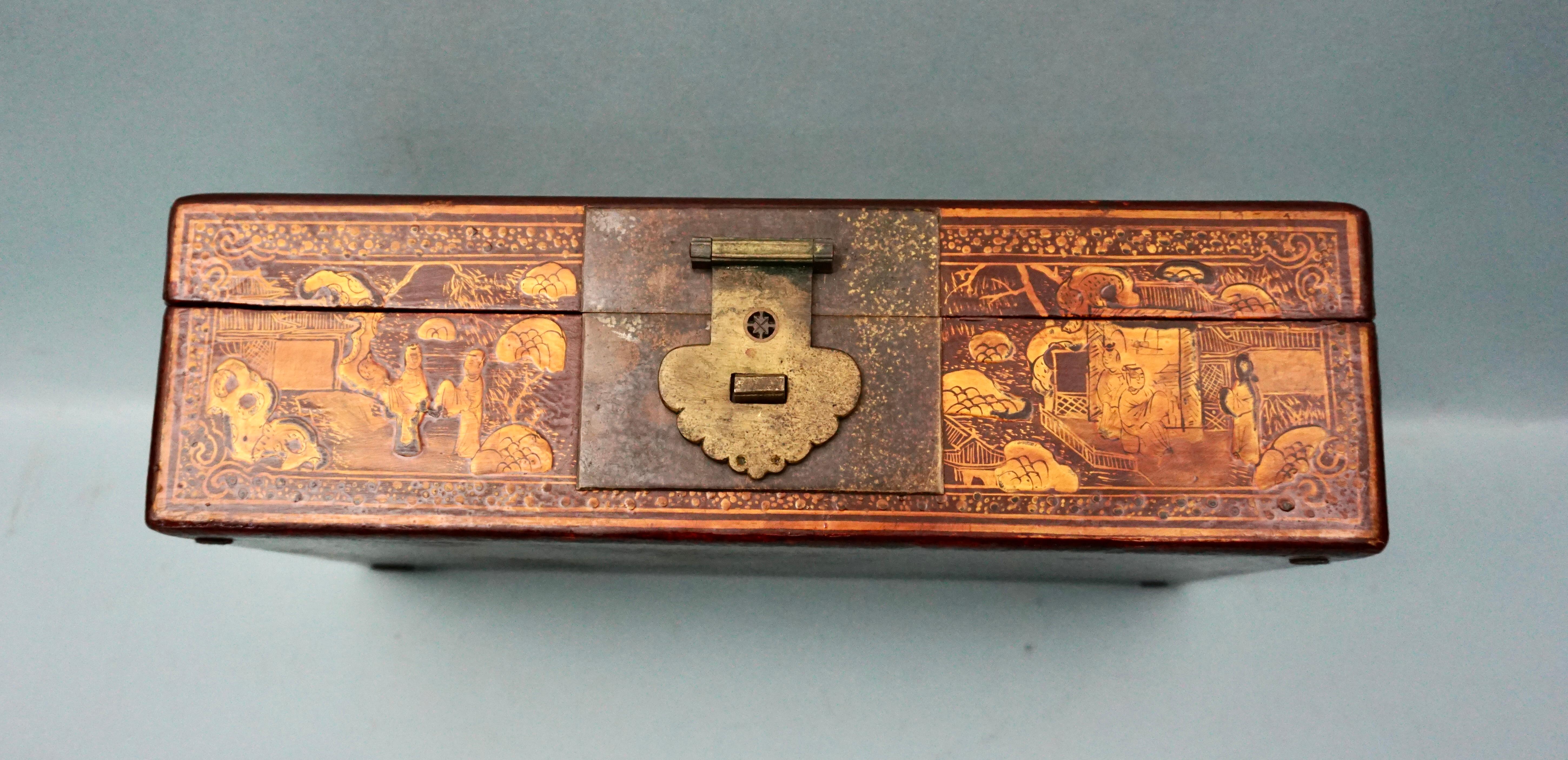 Chinese Red Lacquer Box For Sale at 1stDibs