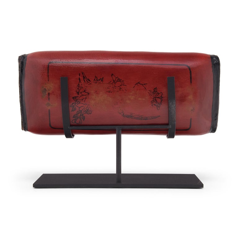 Chinese Red Lacquer Hide Pillow, c. 1850 For Sale at 1stDibs