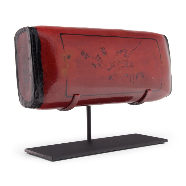 Chinese Red Lacquer Hide Pillow, c. 1850 For Sale at 1stDibs