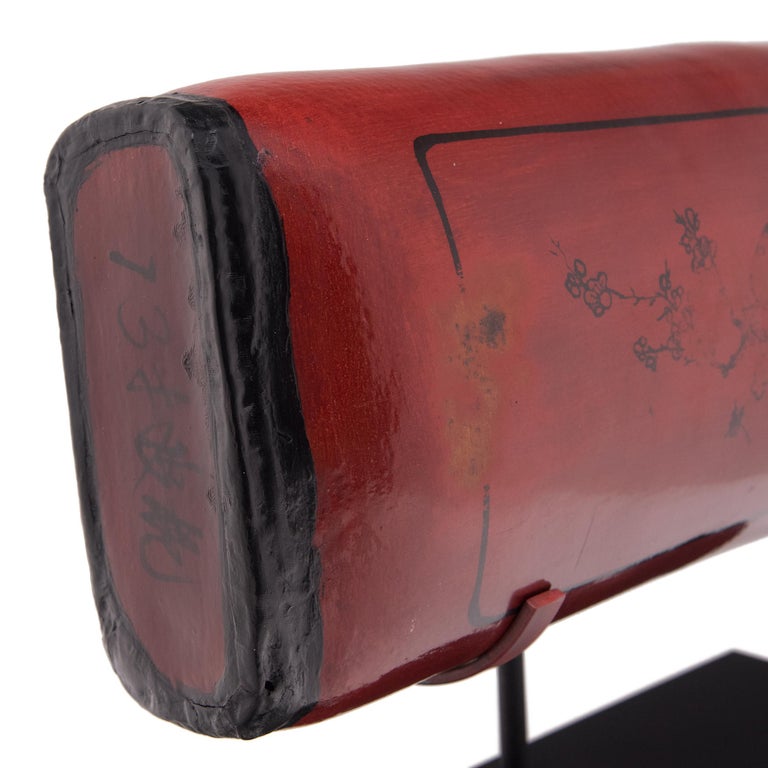 Chinese Red Lacquer Hide Pillow, c. 1850 For Sale at 1stDibs