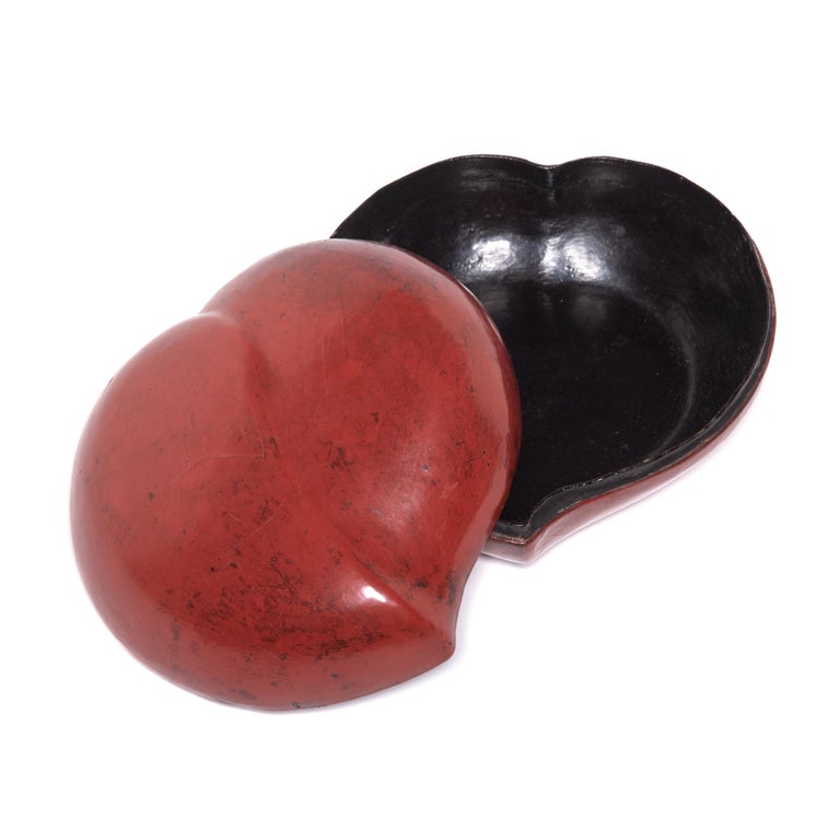 Chinese Red Lacquer Peach Form Presentation Box, c. 1850 at 1stDibs