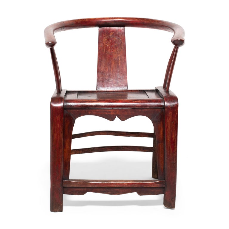 Chinese Red Lacquer Roundback Chair, c. 1850 For Sale at 1stDibs
