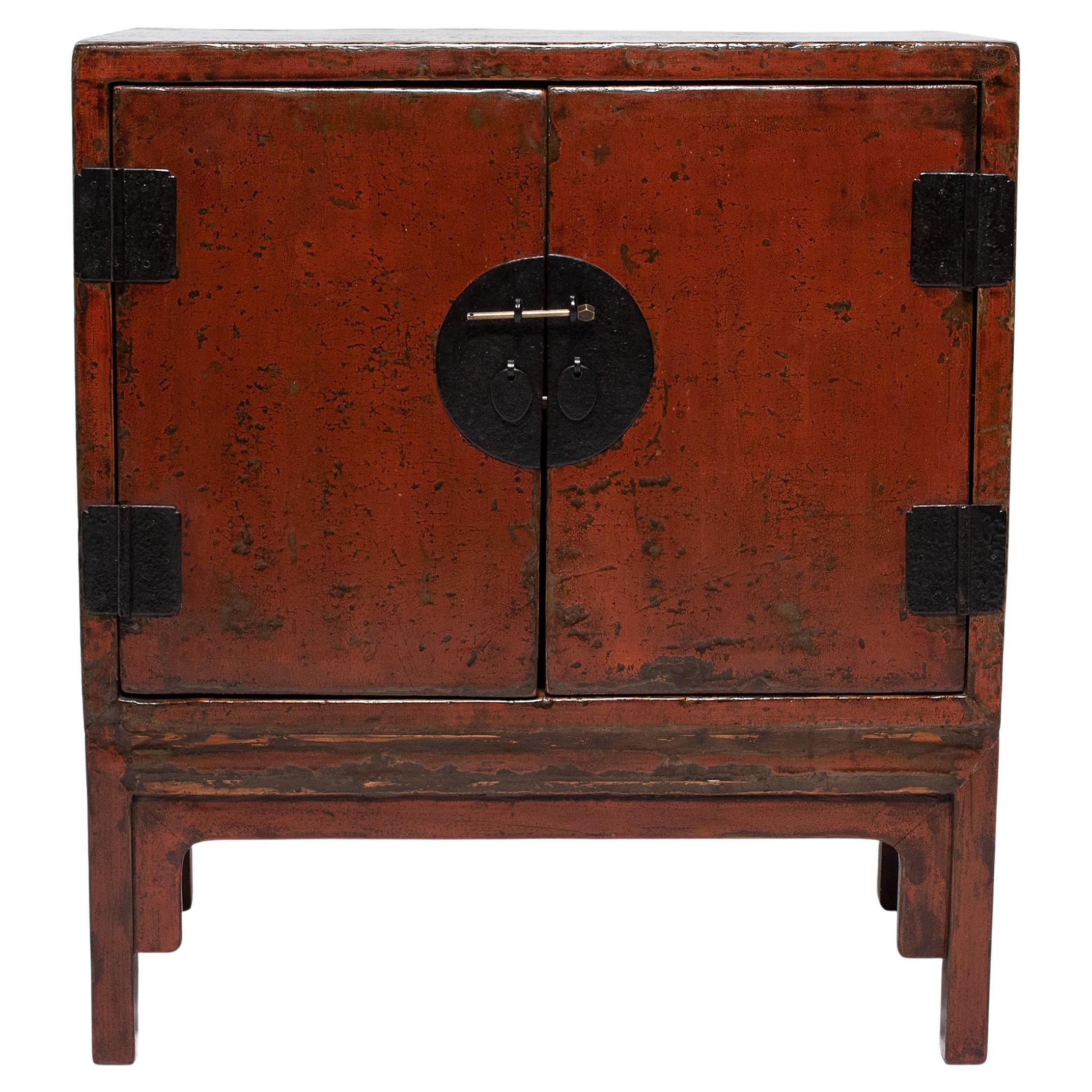 Small Red Lacquered Chinese Cabinet at 1stDibs