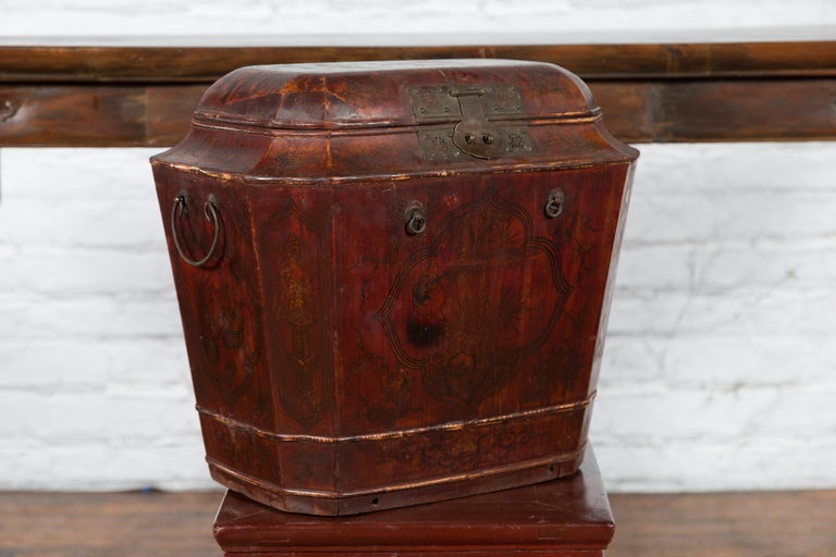 Chinese Red Lacquer Wedding Chest with Hand-Painted Décor, Qing Dynasty ...