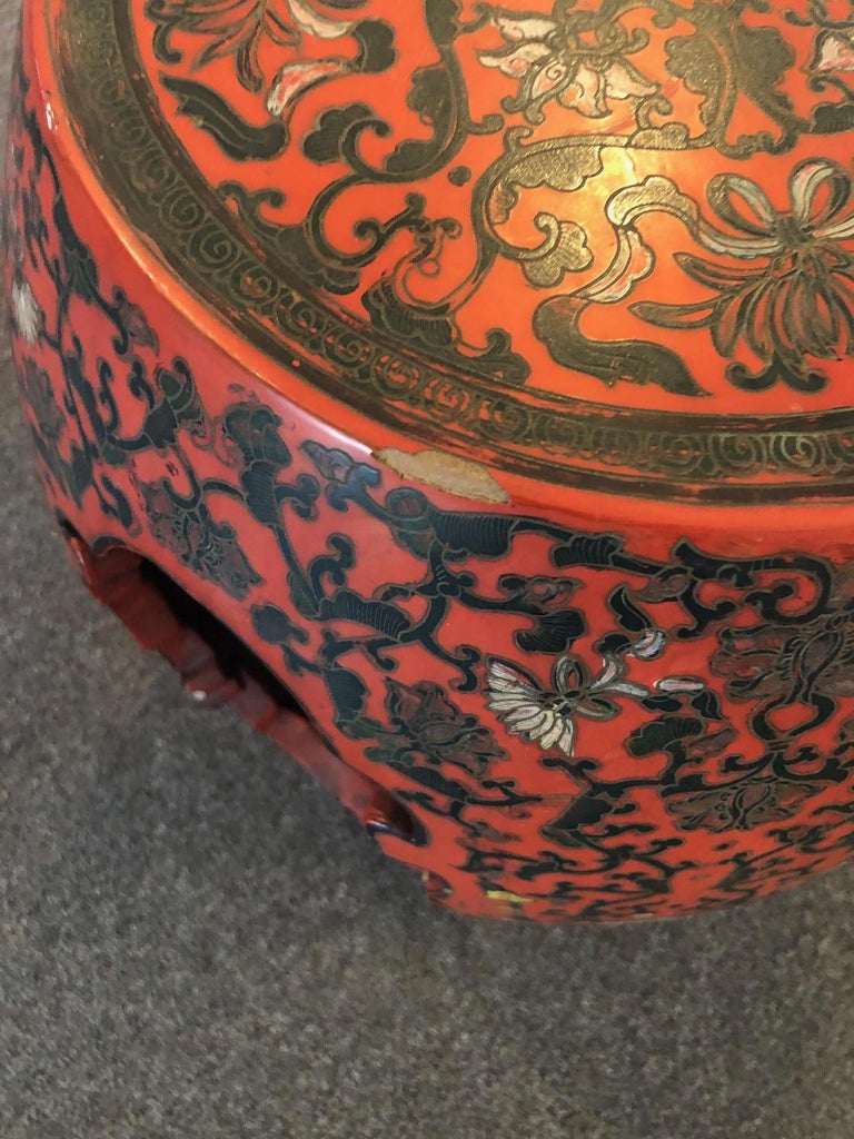 Chinese Red Lacquered Barrel Form Garden Stool at 1stDibs | chinese ...