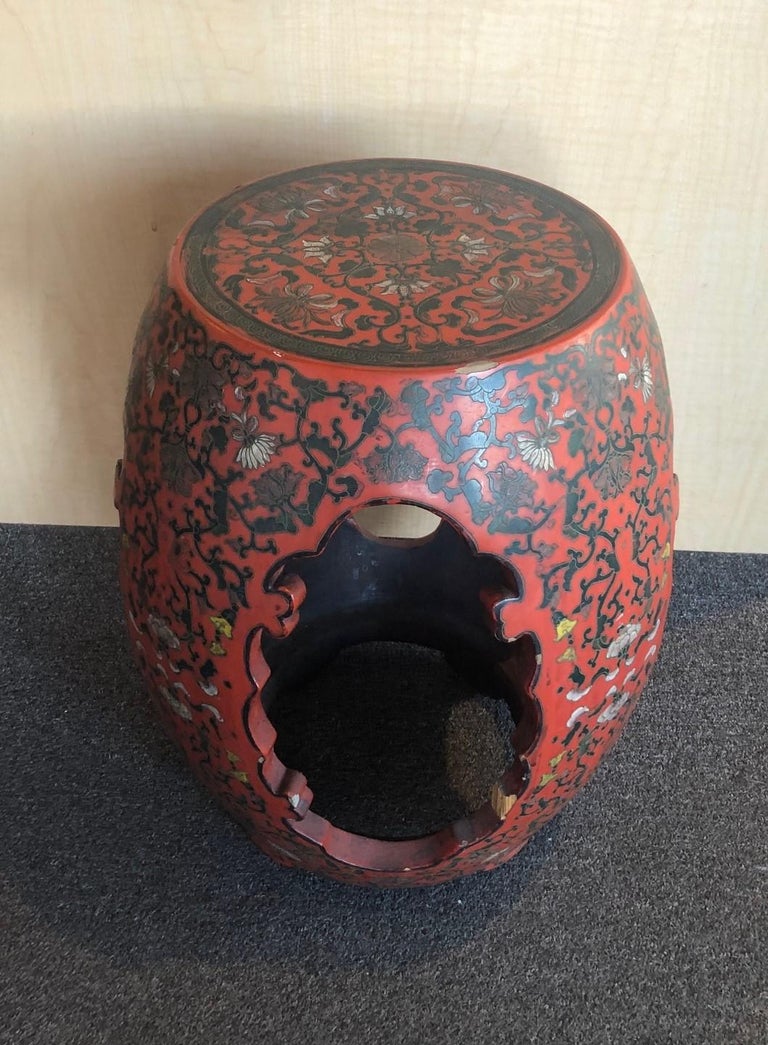 Chinese Red Lacquered Barrel Form Garden Stool at 1stDibs | chinese ...