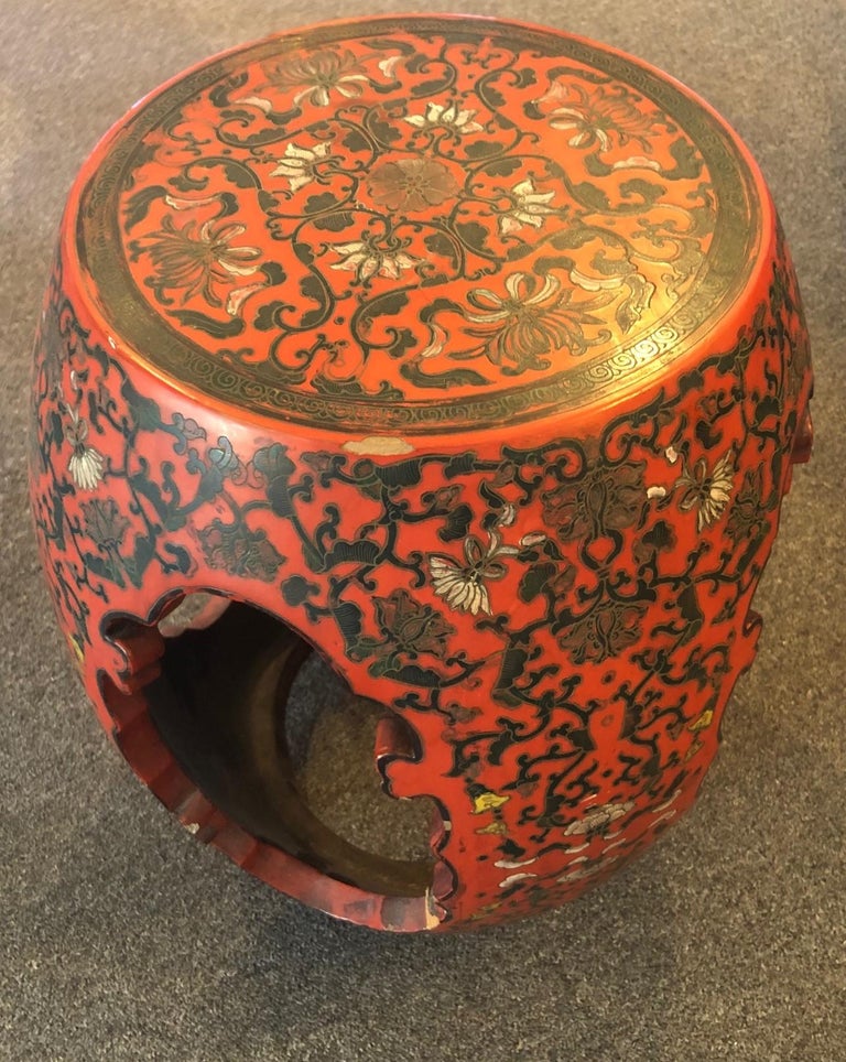 Chinese Red Lacquered Barrel Form Garden Stool at 1stDibs | chinese ...