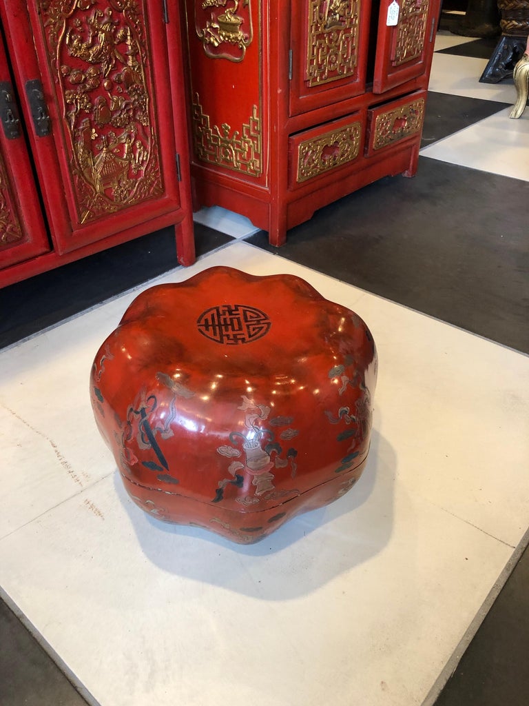 Chinese Red Lacquered Gift Box at 1stDibs